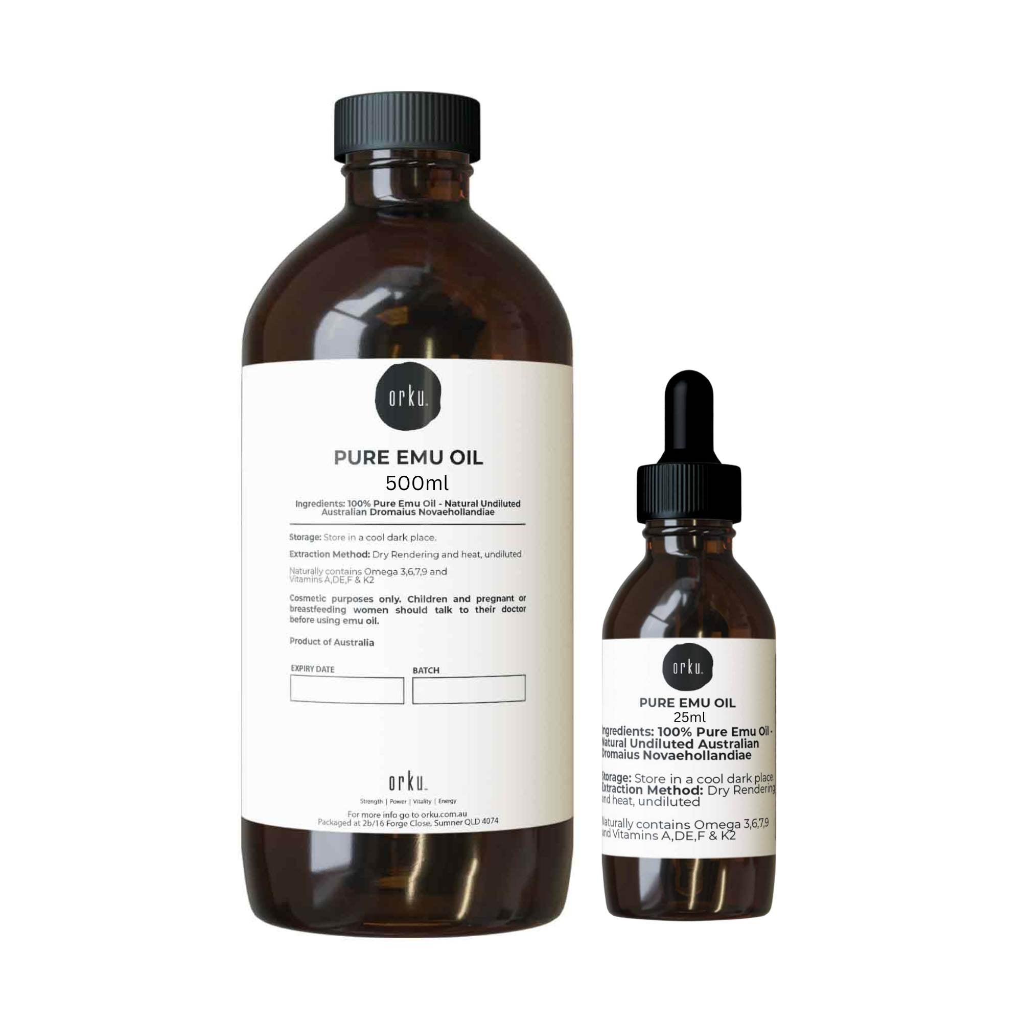 Buy Orku 500ml Pure Emu Oil + Bonus 25ml Bottle - Australian Dromaius ...