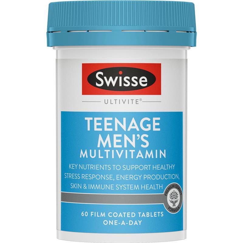 Buy Swisse Ultivite Teenage Men's Multivitamin with B Vitamins, 60 Tablets - MyDeal Australia