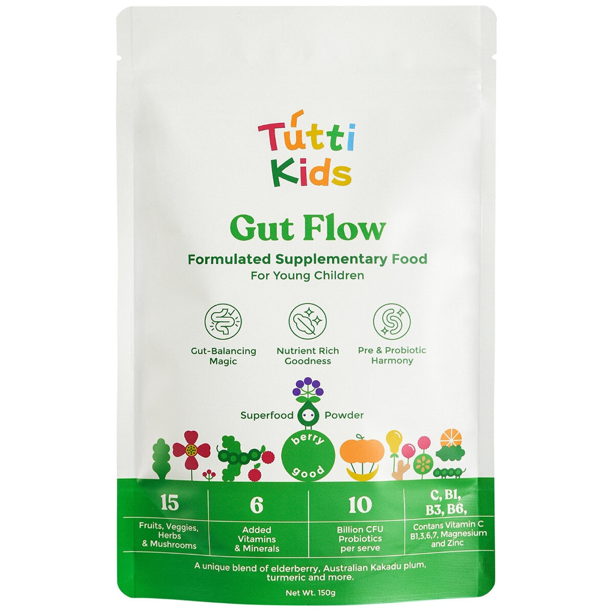 Buy Tutti Kids Gut Flow 150g - Berry-Flavored Probiotic Superfood ...
