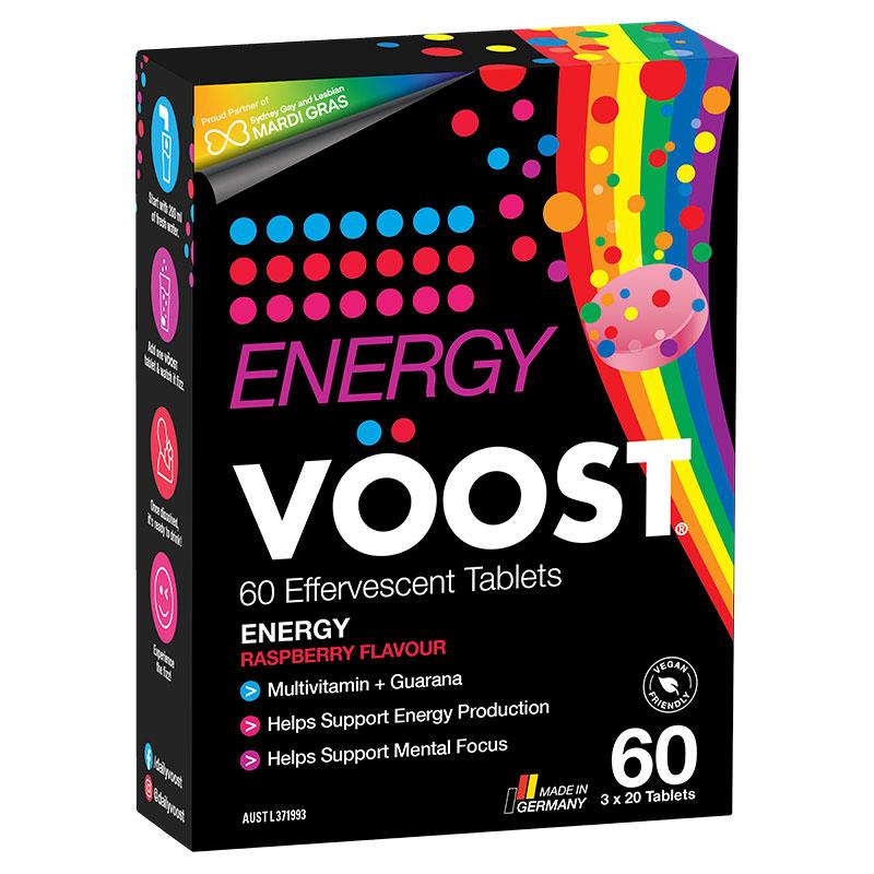 Buy Voost Energy Raspberry Effervescent Tablets 60 Pack - Energize Your Day Naturally - MyDeal ...