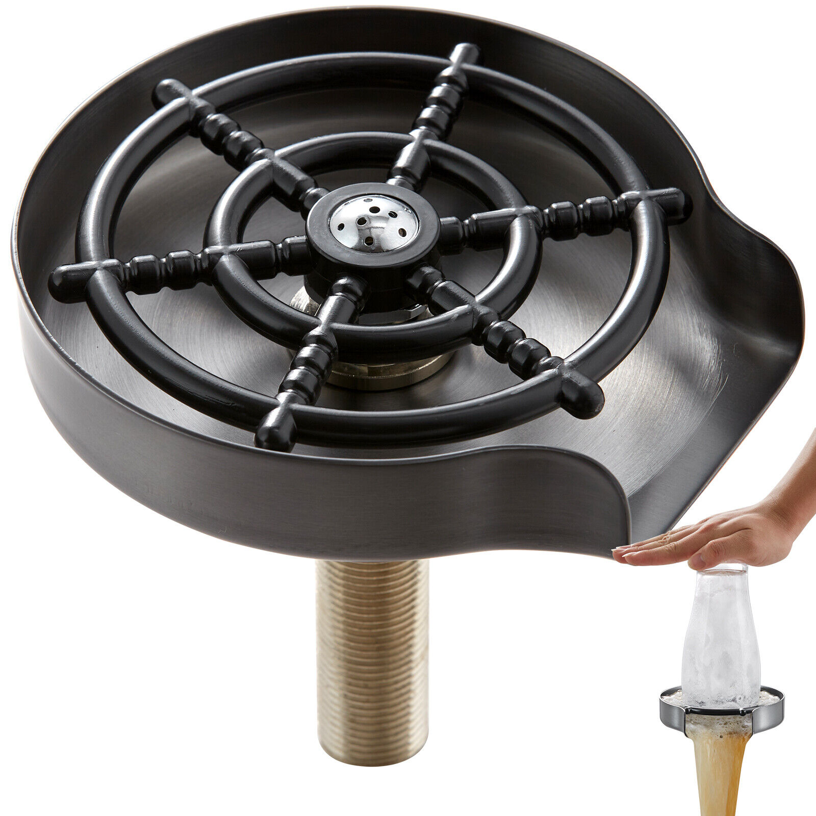 Buy 10-Hole Rotating Stainless Steel Glass Washer with ABS Cup Holder ...