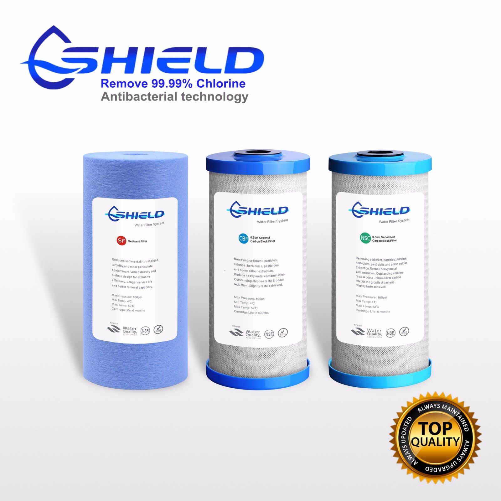 Buy 10" x 4.5" Big Blue Whole House Water Filter Replacement Cartridges ...