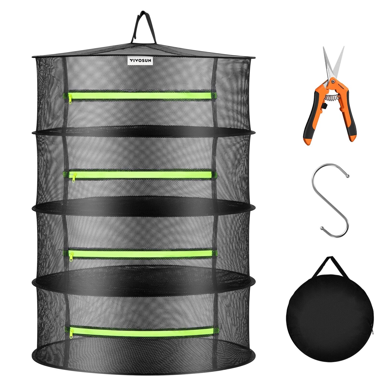 Buy 4-Layer Hanging Drying Net Hanging Design with Green Zippers ...