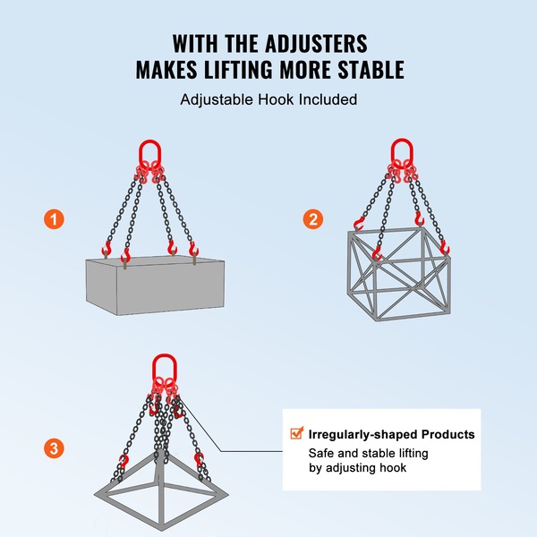 Buy 6 mm x 150 cm Chain Sling 4 Legs G80 Lifting Chain with Grab Hooks ...