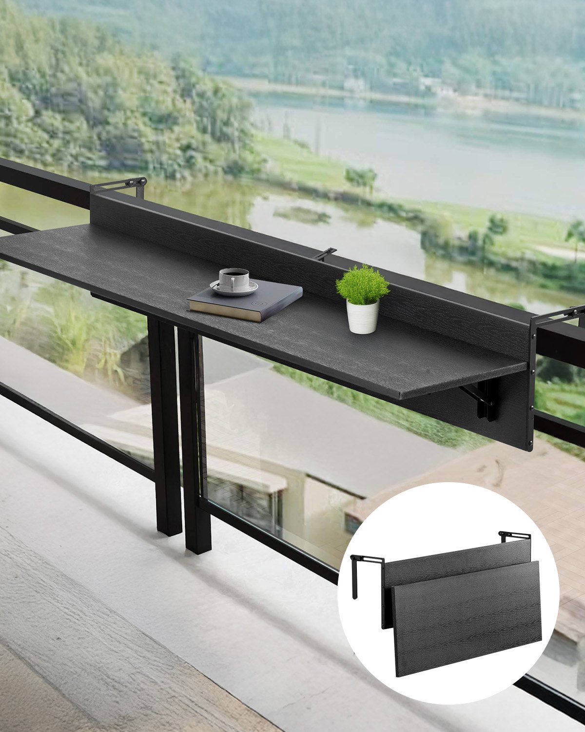 Buy Balcony Hanging Table 1220 x 300 mm Patio Railing Bar Table ...