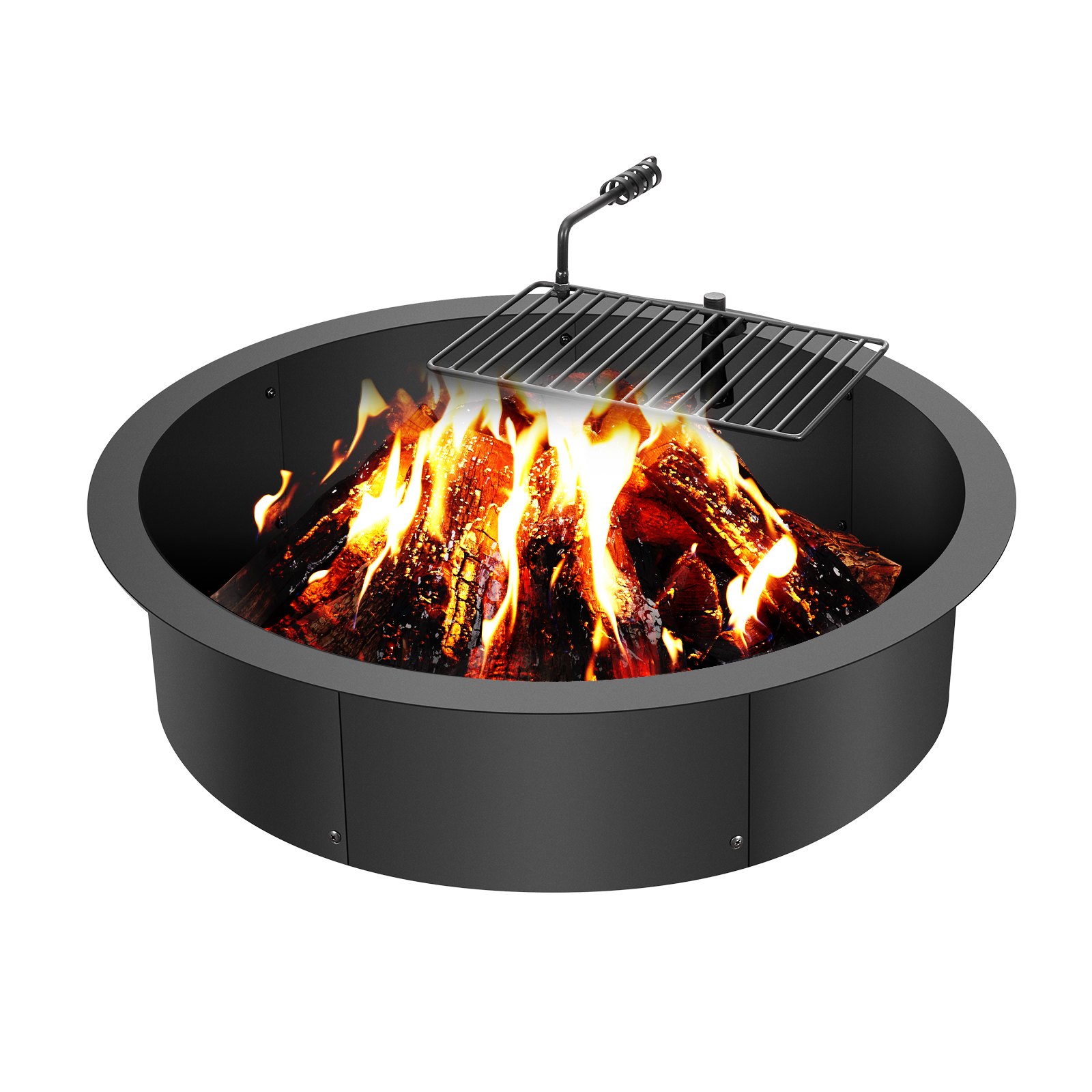 Buy Fire Pit Ring w/ BBQ Fire Ring 35 Inch Outer Steel DIY Campfire ...