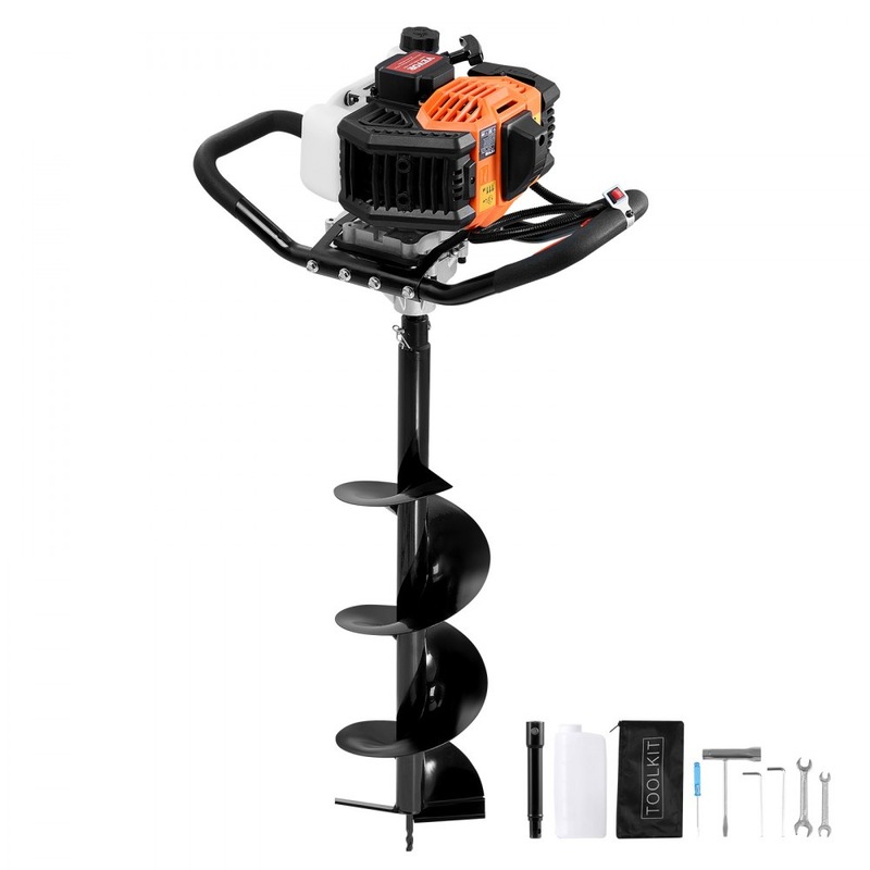 Buy Gas Post Hole Digger 52CC 1450W with 8” Drill Bits & 1 Extension ...