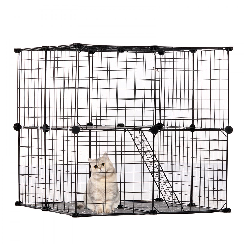 Buy Large 2-tier Cat Cage 28 x 28 x 28" Metal Wire Playpen Catio with ...