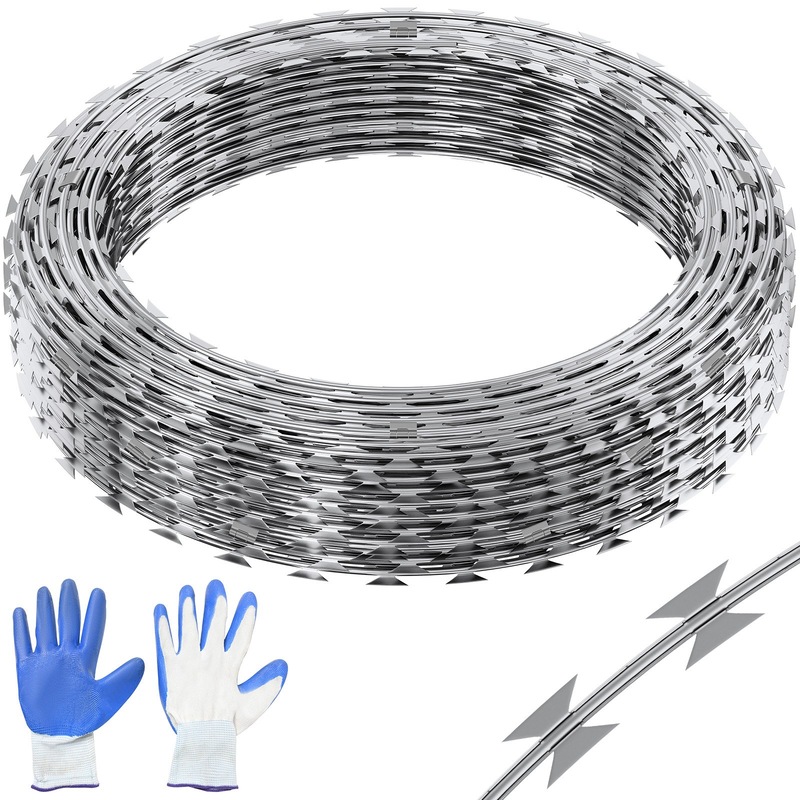 Buy Razor Wire Razor Barbed Wire 147ft 3Rolls Razor Wire Fencing Double ...