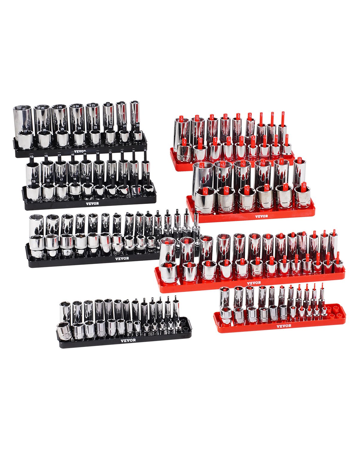 Buy Socket Organizer Set 8PCS High-Rod Socket Tray Black & Red for ...