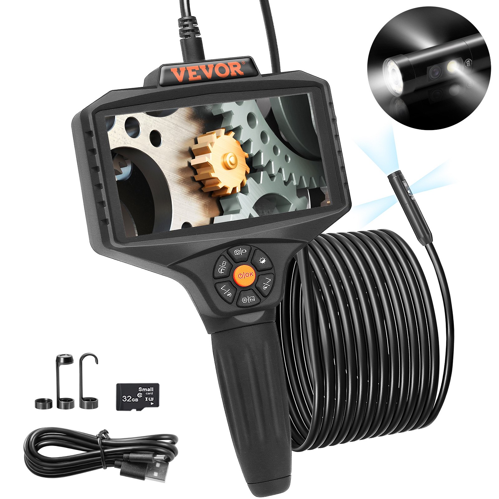 Buy Triple Lens Inspection Camera with Light, 5" IPS Screen Industrial ...