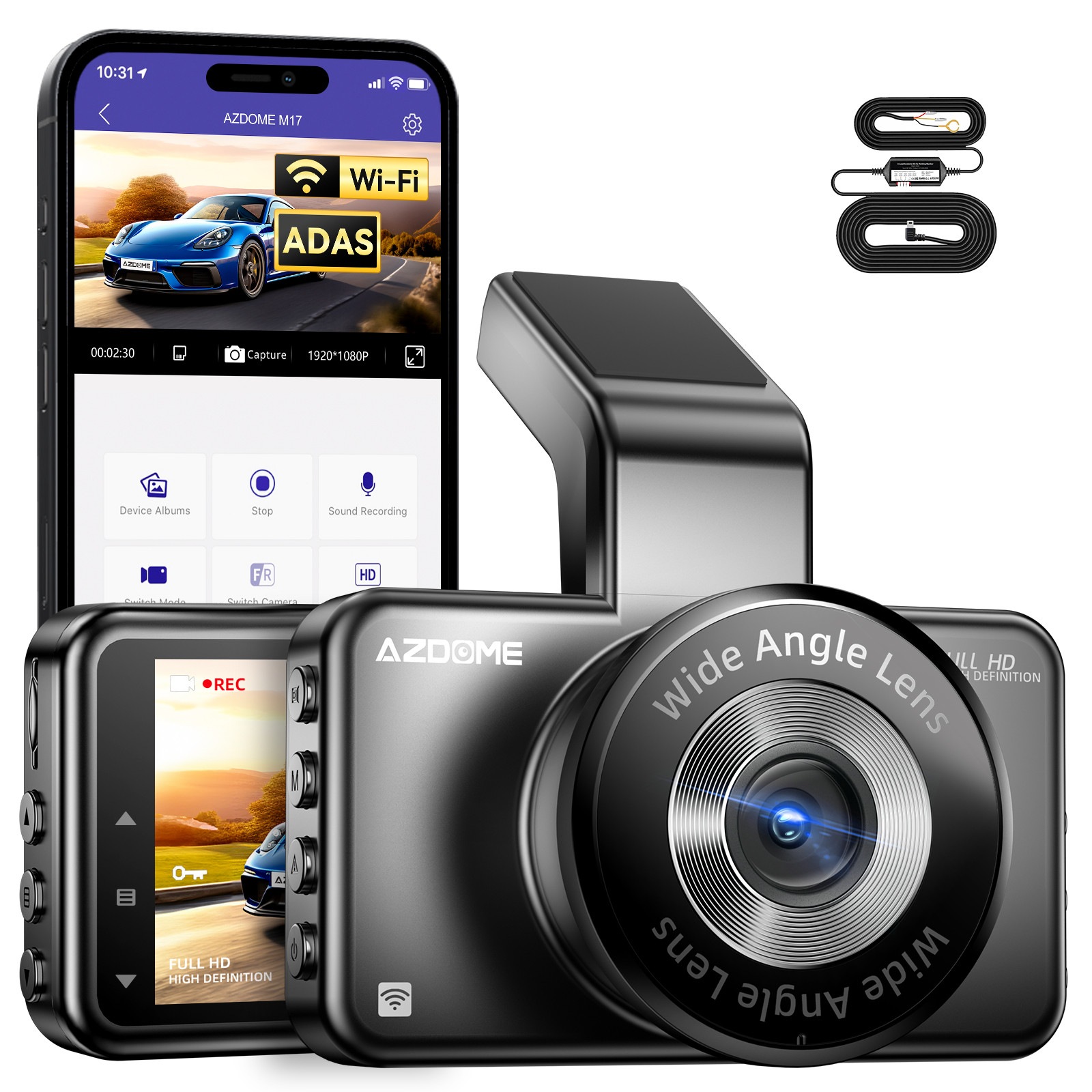 Buy WIFI 3" Dash Cam 1080P IR Night Video Recorder Camera ADAS ...