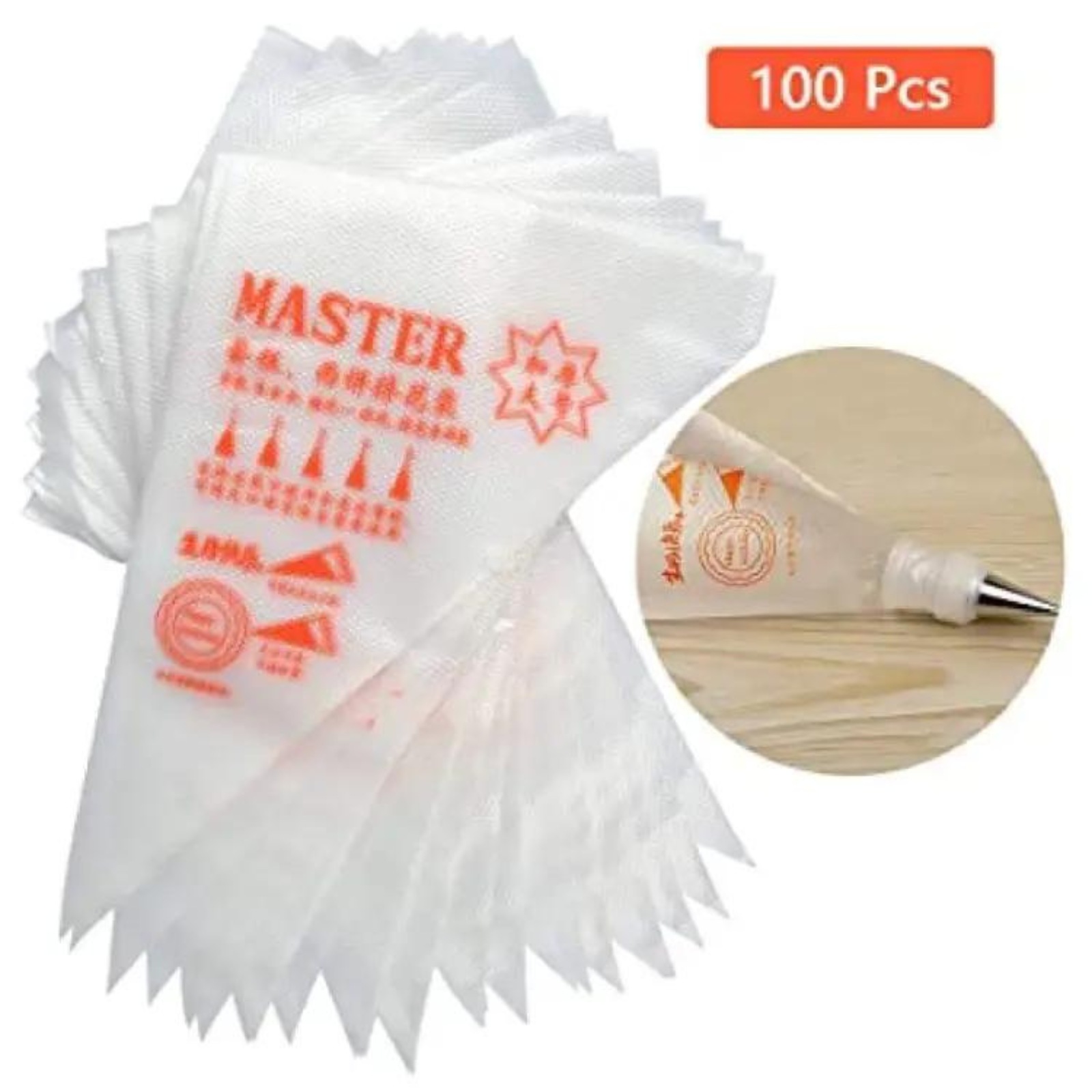Buy 100pcs Large Piping Bags Plastic Disposable Pastry Decor Icing ...
