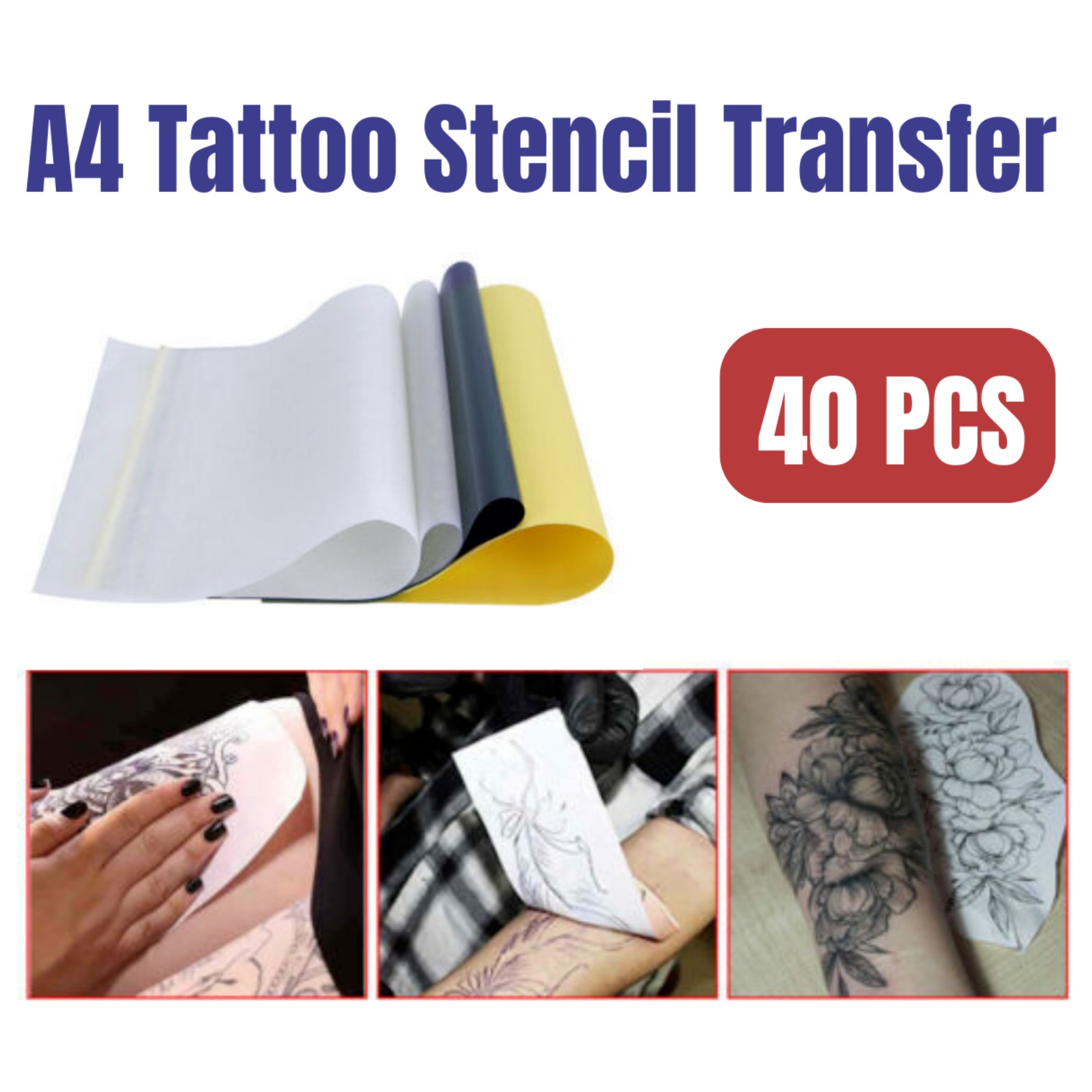 Buy 40X Tattoo Stencil Transfer Paper Spirit Thermal Carbon Copier ...