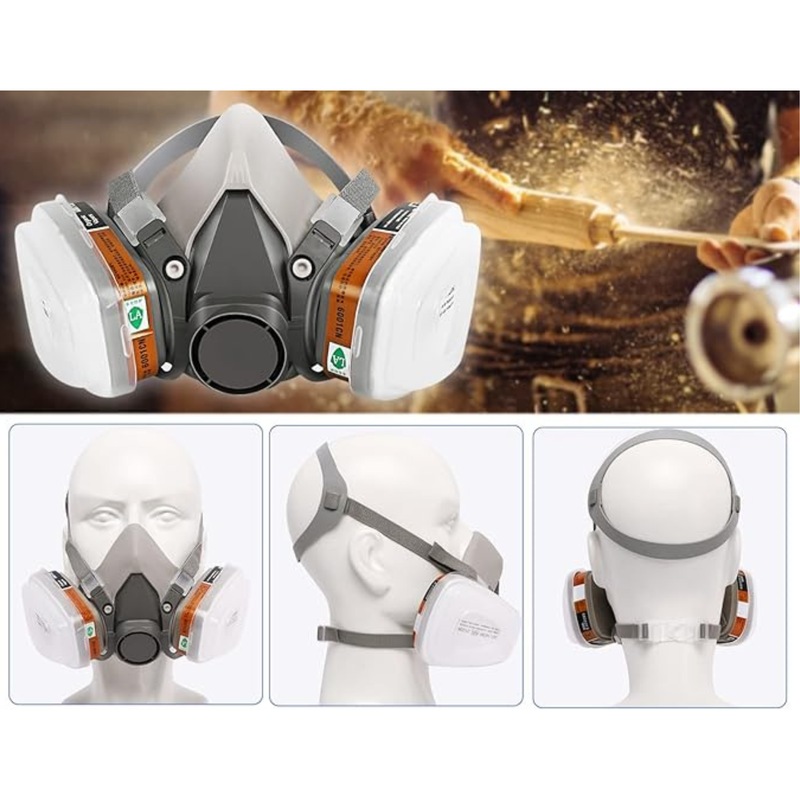 Buy Full Face Respirator Paint Spray 7 IN 1 Gas Mask Chemical Facepiece ...