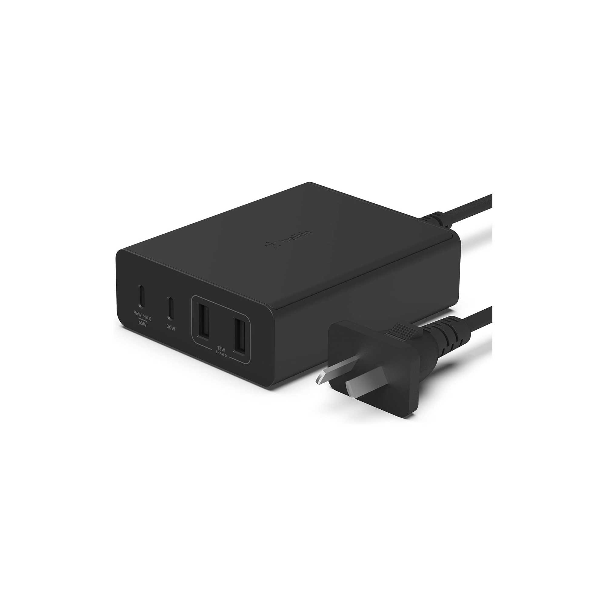 Buy Belkin BoostCharge Pro 4-Port GaN Charger 108W Wall Charger - Black ...