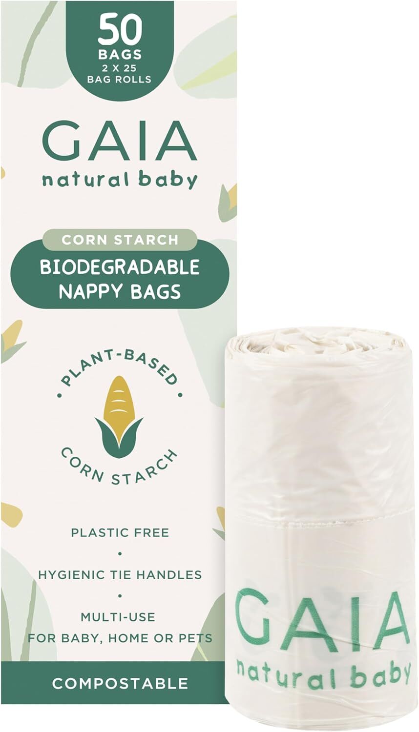Buy Gaia Natural Baby Biodegradable Nappy Bags Pack of 50's - MyDeal ...