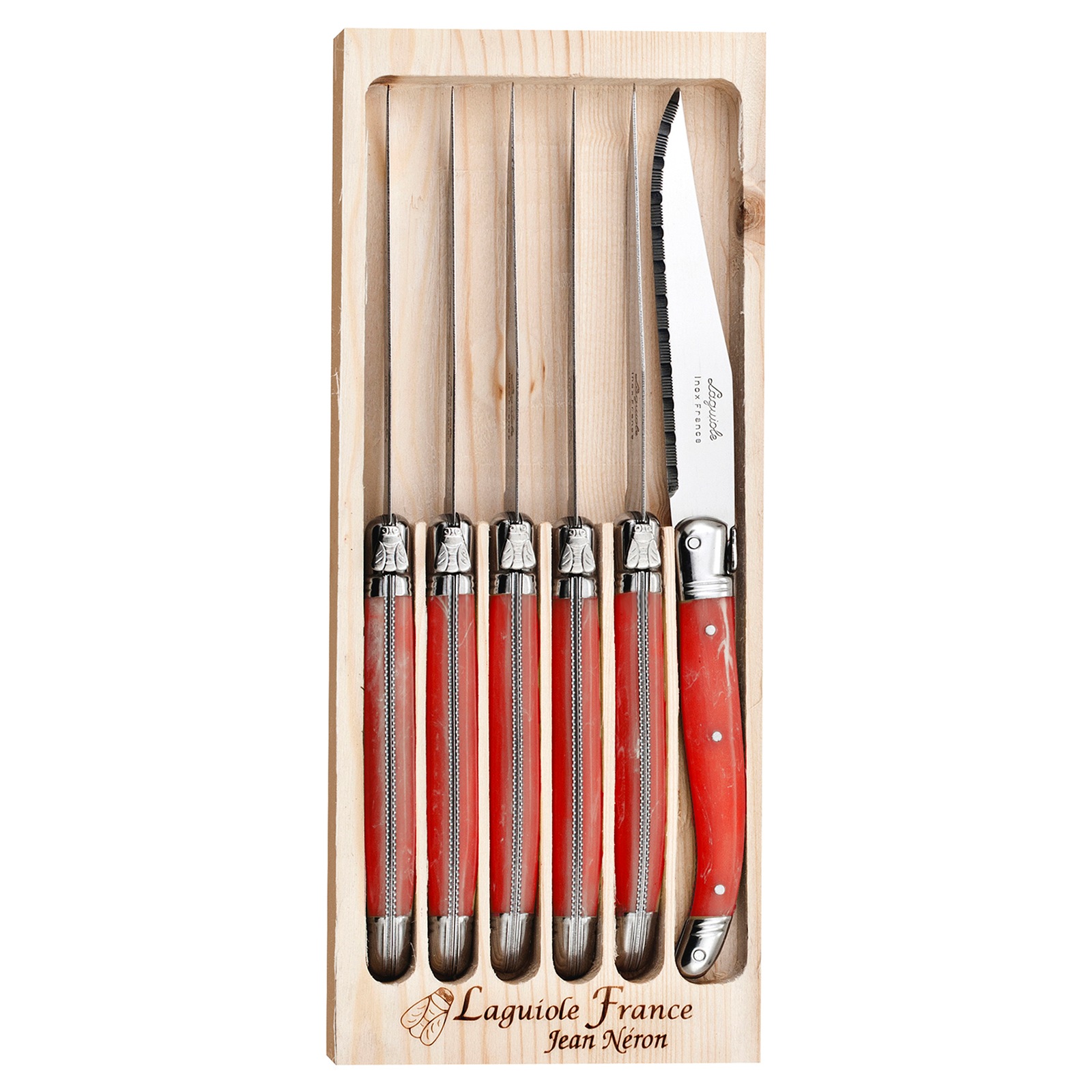 Buy Laguiole Jean Neron 6pc. Steak Knife Set - Red - MyDeal Australia