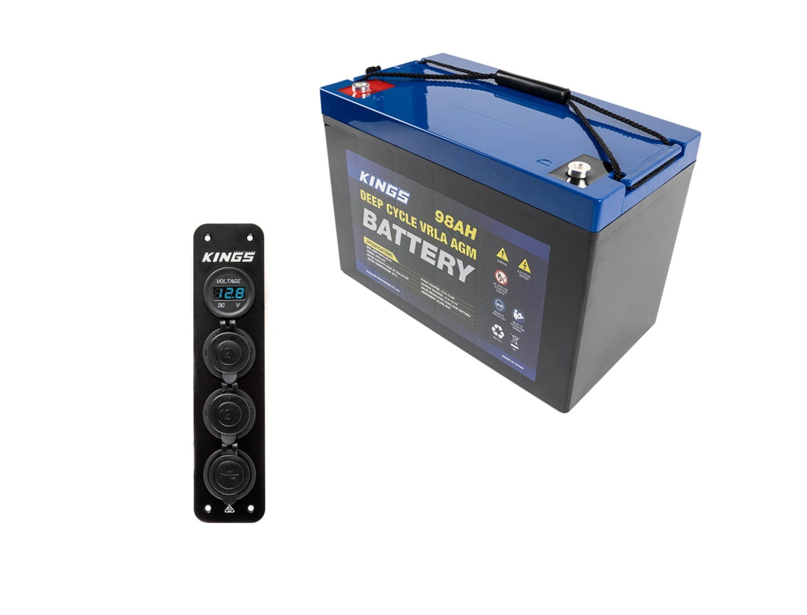 Buy Adventure Kings 98AH AGM Deep Cycle Battery + 12V Accessory Panel 2 ...