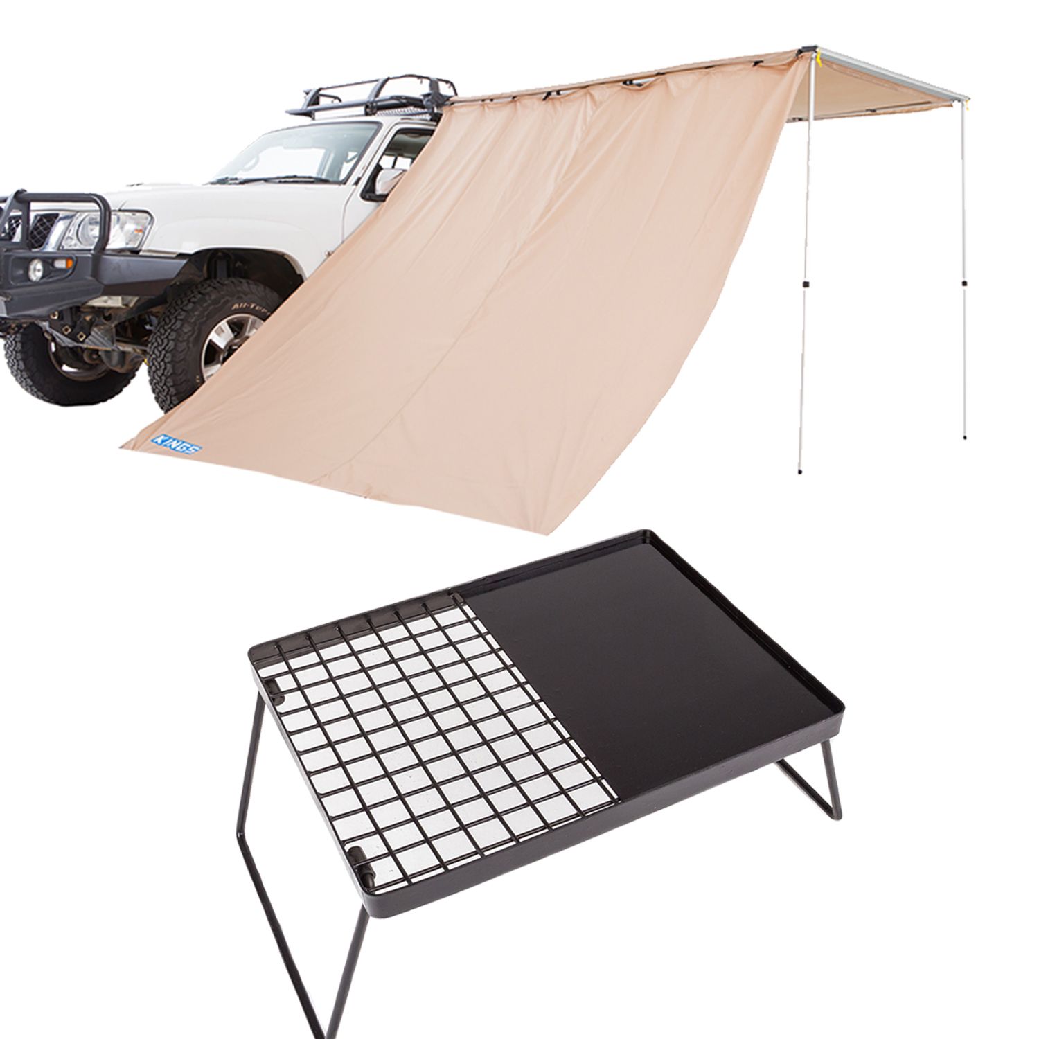 Buy Adventure Kings Camp Fire BBQ Plate Campfire Cooking + Awning Side ...