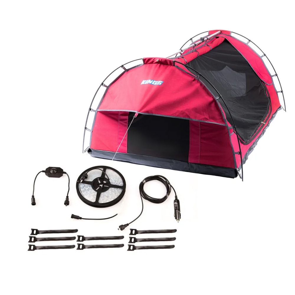 Buy Adventure Kings Pink Double Swag Camping 4x4 Dome Tent + 4M 12V LED ...