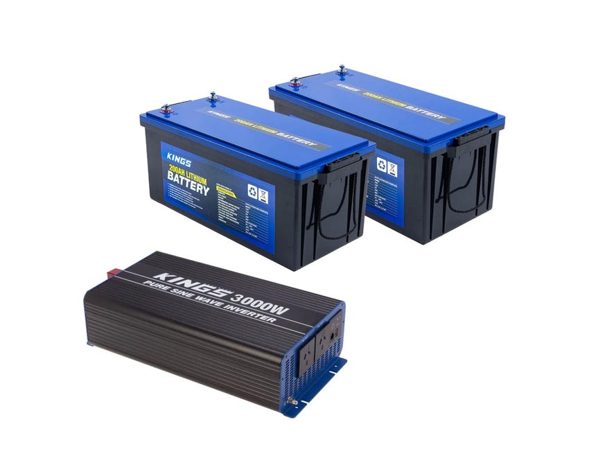 Buy Kings 2x 12V 200Ah Deep Cycle Lithium LiFePO4 Battery + 3000W Pure ...