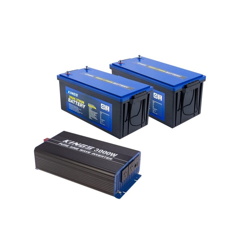 Buy Kings 2x 12V 200Ah Deep Cycle Lithium LiFePO4 Battery + 3000W Pure ...