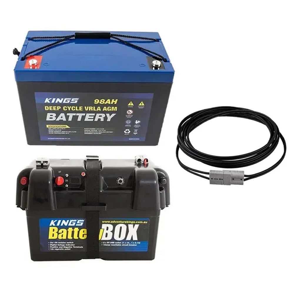 Buy Adventure Kings 98AH AGM Deep Cycle Battery + Battery Box + 6m ...