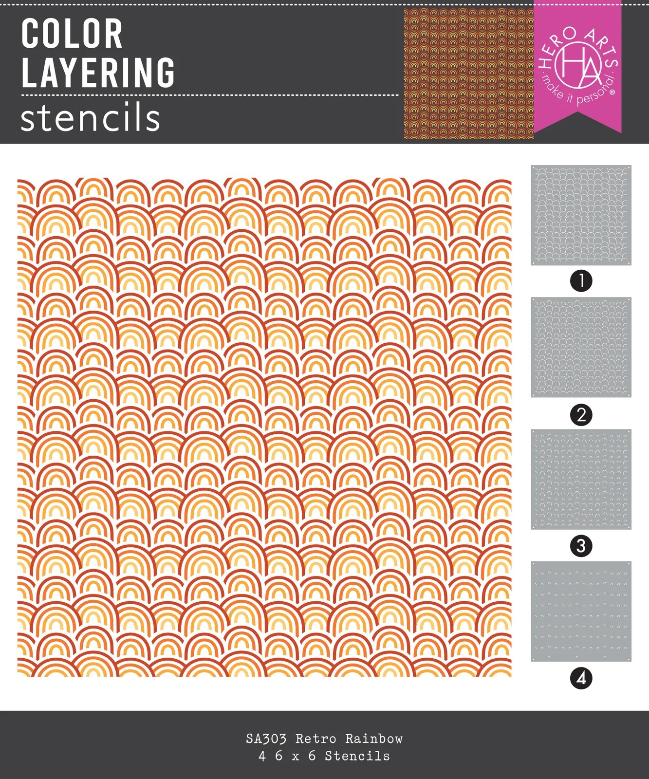 Buy Hero Arts Color Layering Retro Rainbow Stencil From the Retro ...