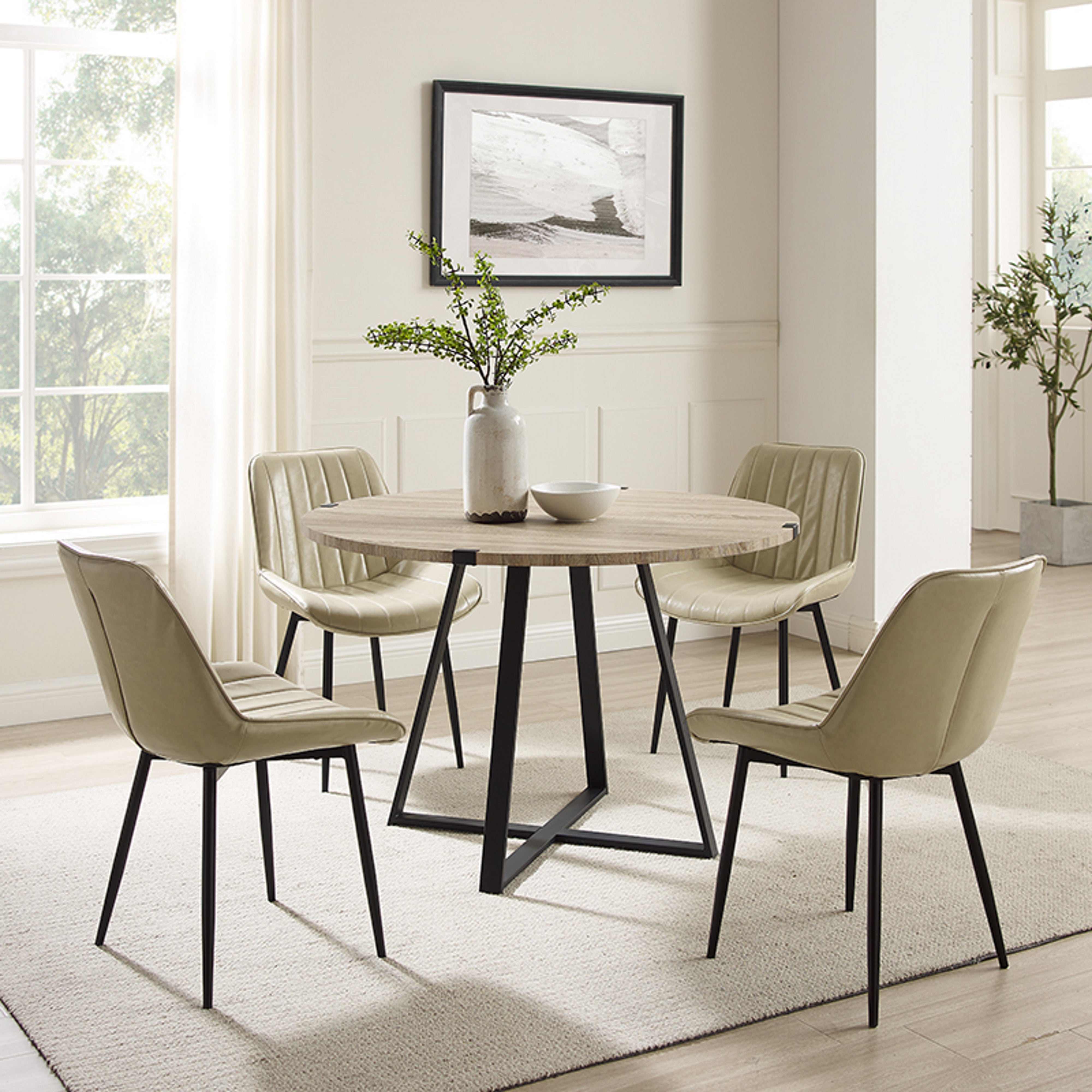 Buy Criterion Capri Dining Table 1150mm Round Table, Black Metal Leg ...