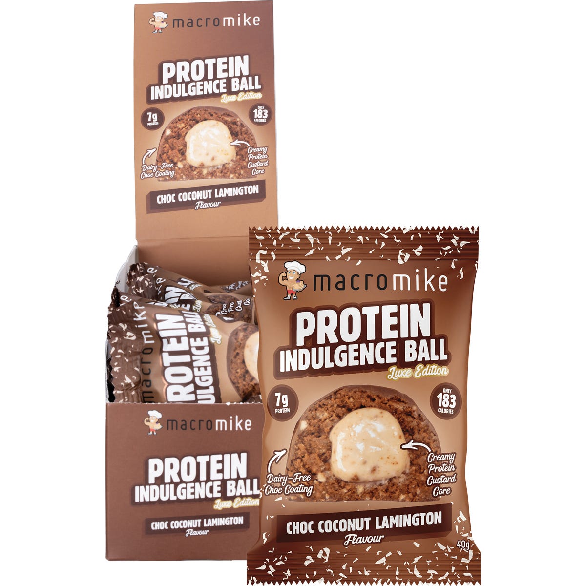 Buy MACRO MIKE Protein Indulgence Ball Choc Coconut Lamington 12x40g ...