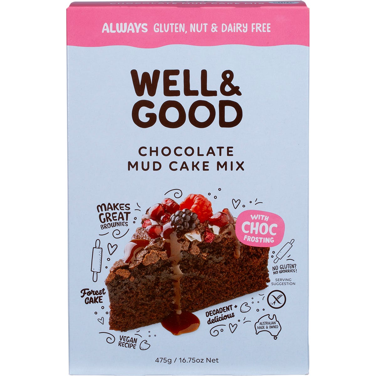 Buy Well & Good Chocolate Mud Cake Mix with Choc Frosting 475g - MyDeal ...