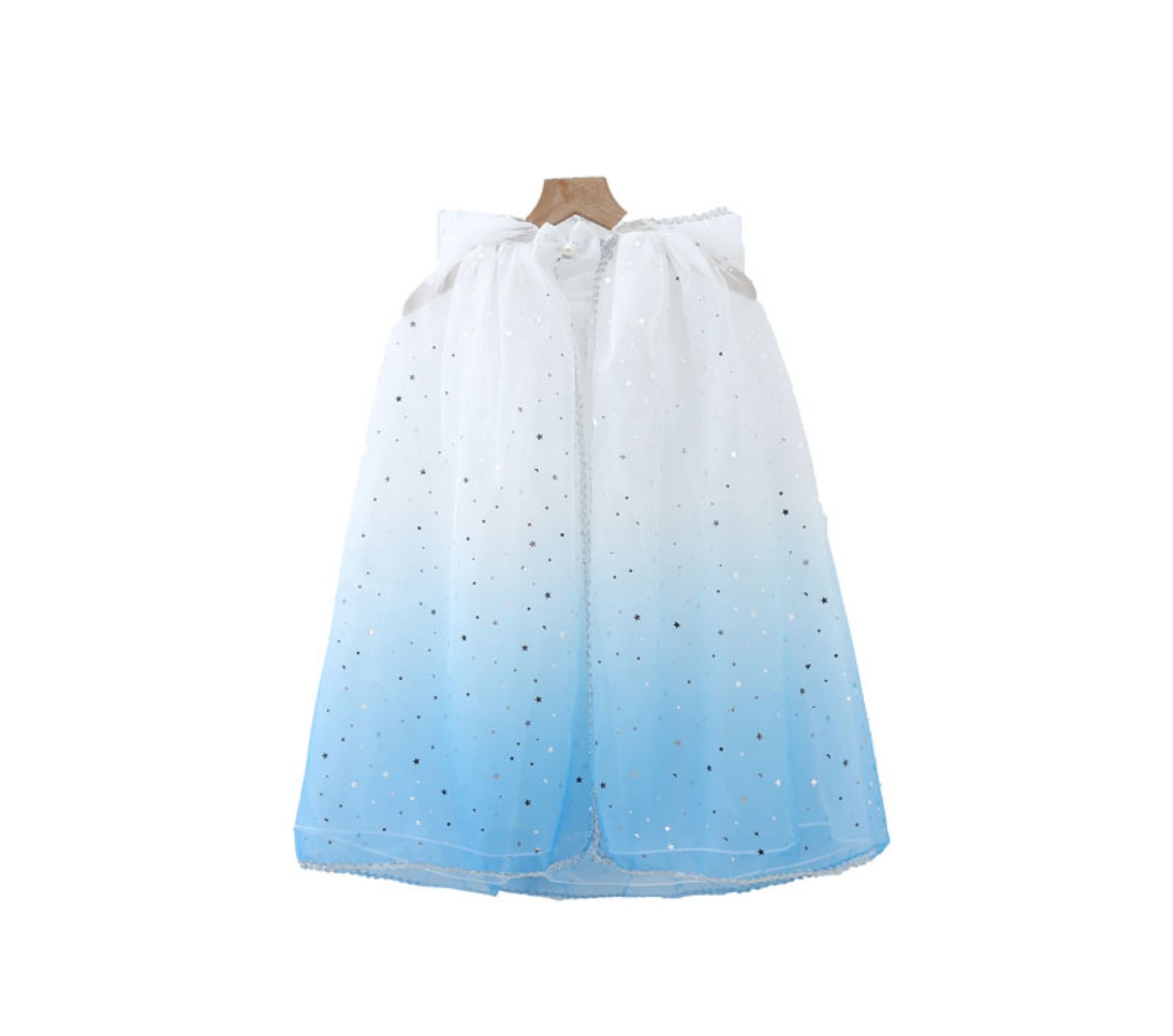 Buy Girls Princess White Blue Cape Shiny Glitter Sparkling Mesh Cape ...