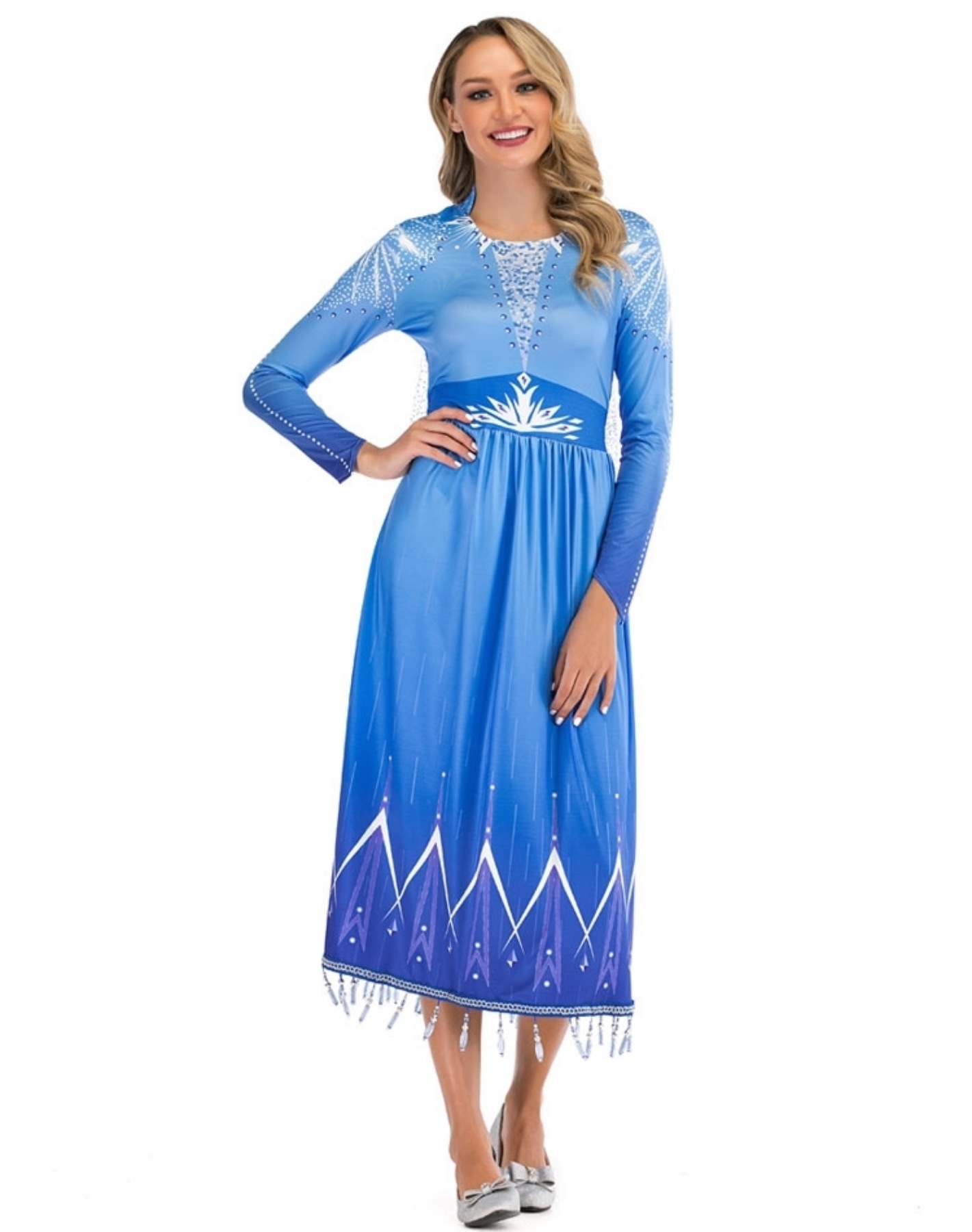 Buy Costume Bay Women's Frozen Blue Princess Dress Elsa Anna Dress Cape ...
