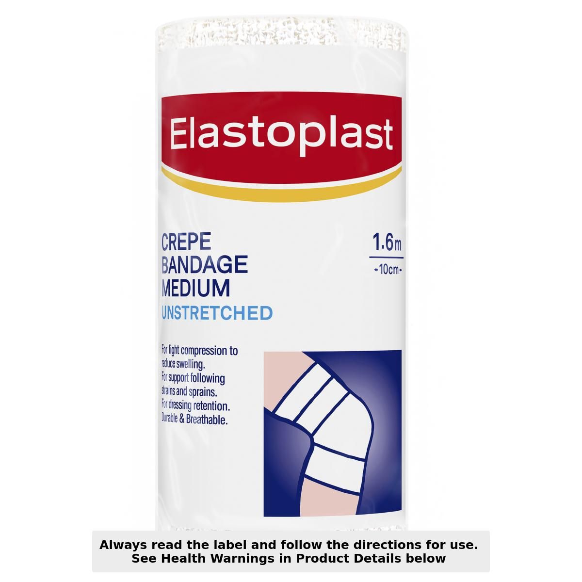 Buy Elastoplast Medium Weight Crepe Bandage Unstretched 10cm x 1.6m ...