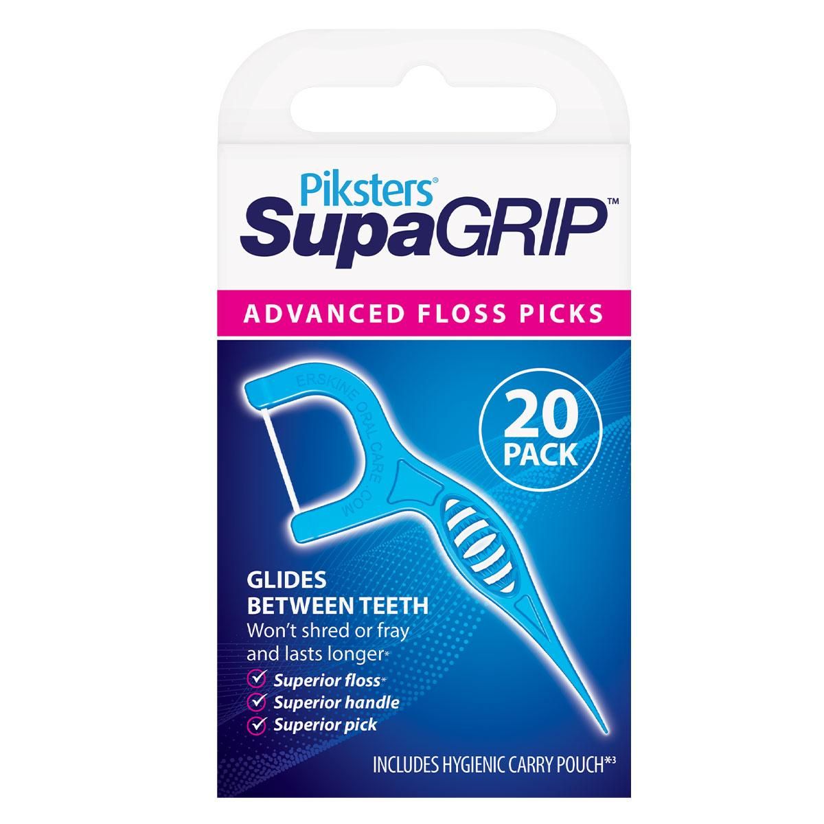 Buy Piksters Supagrip Dental Floss Picks 20 Pack - MyDeal Australia