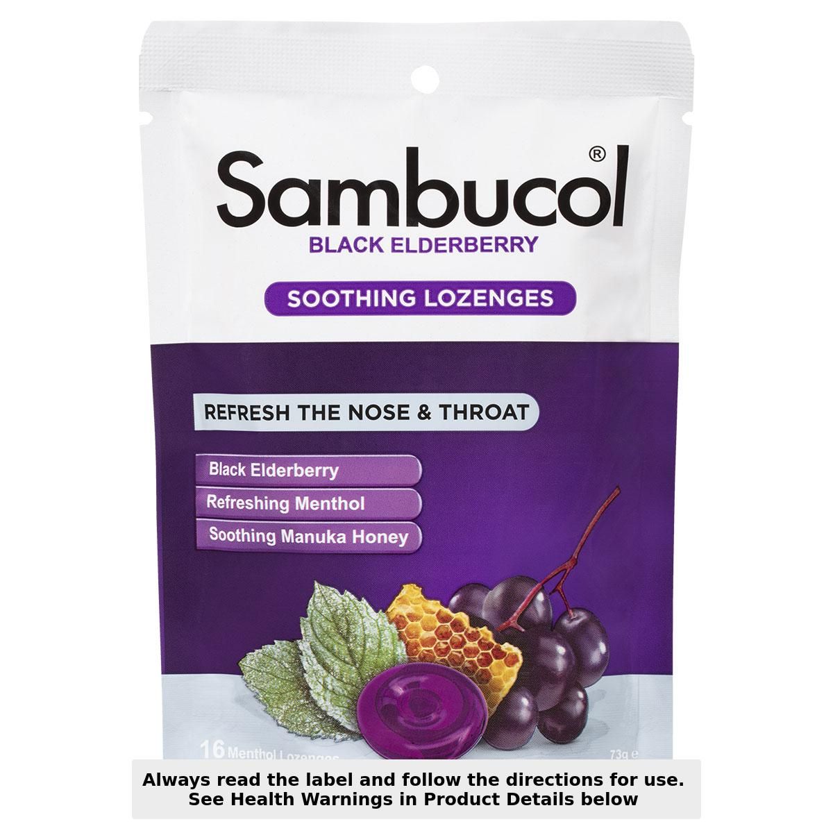 Buy Sambucol Soothing Relief Nose & Throat Lozenges 16 Pack - MyDeal ...