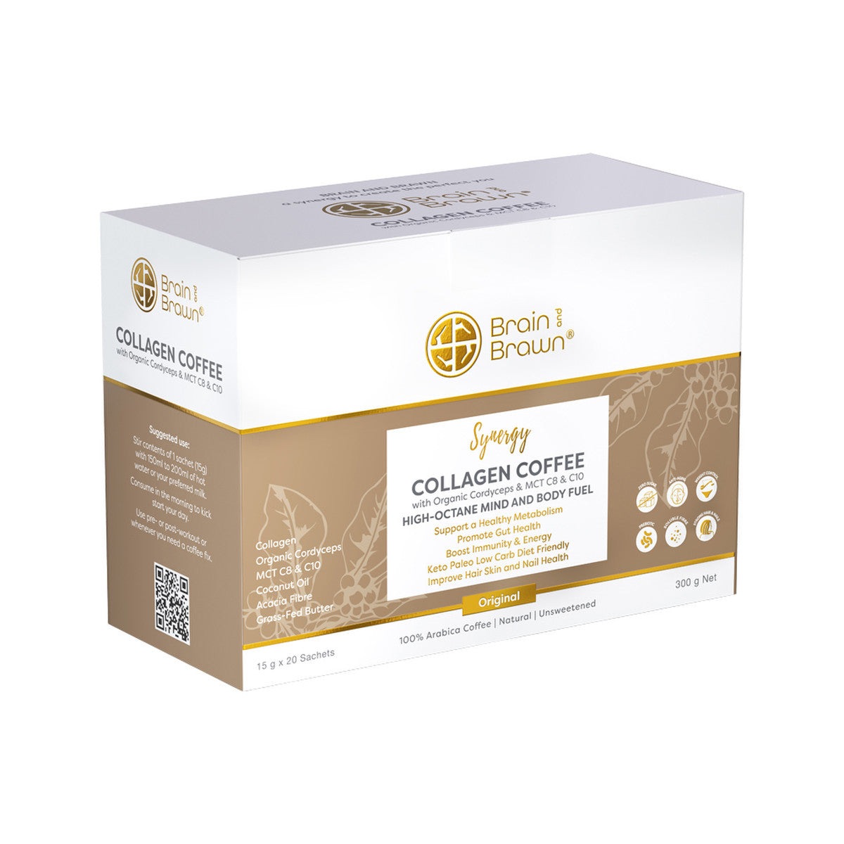 Buy Brain and Brawn Collagen Coffee Synergy (Organic Cordyceps & MCT C8 & C10) Sachets 15g X 20 ...