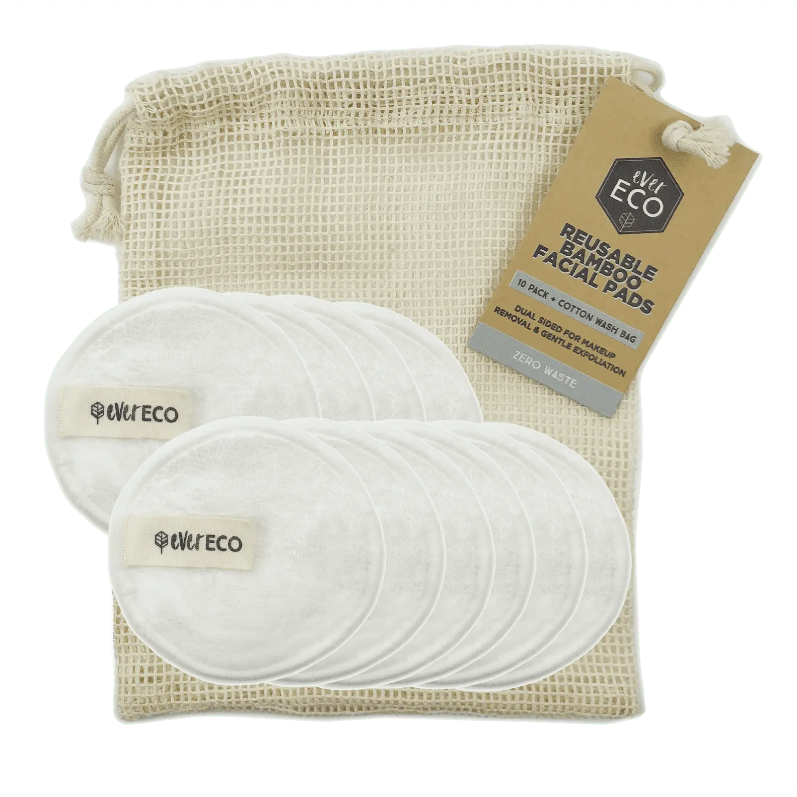 Buy EVER ECO Reusable Bamboo Facial Pads White With Cotton Wash Bag 10 ...
