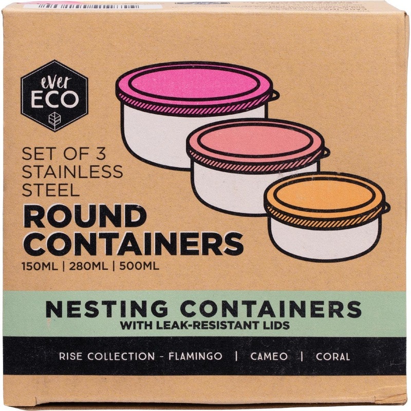 Buy EVER ECO Stainless Steel Round Containers Rise Leak Resistant 3pk ...