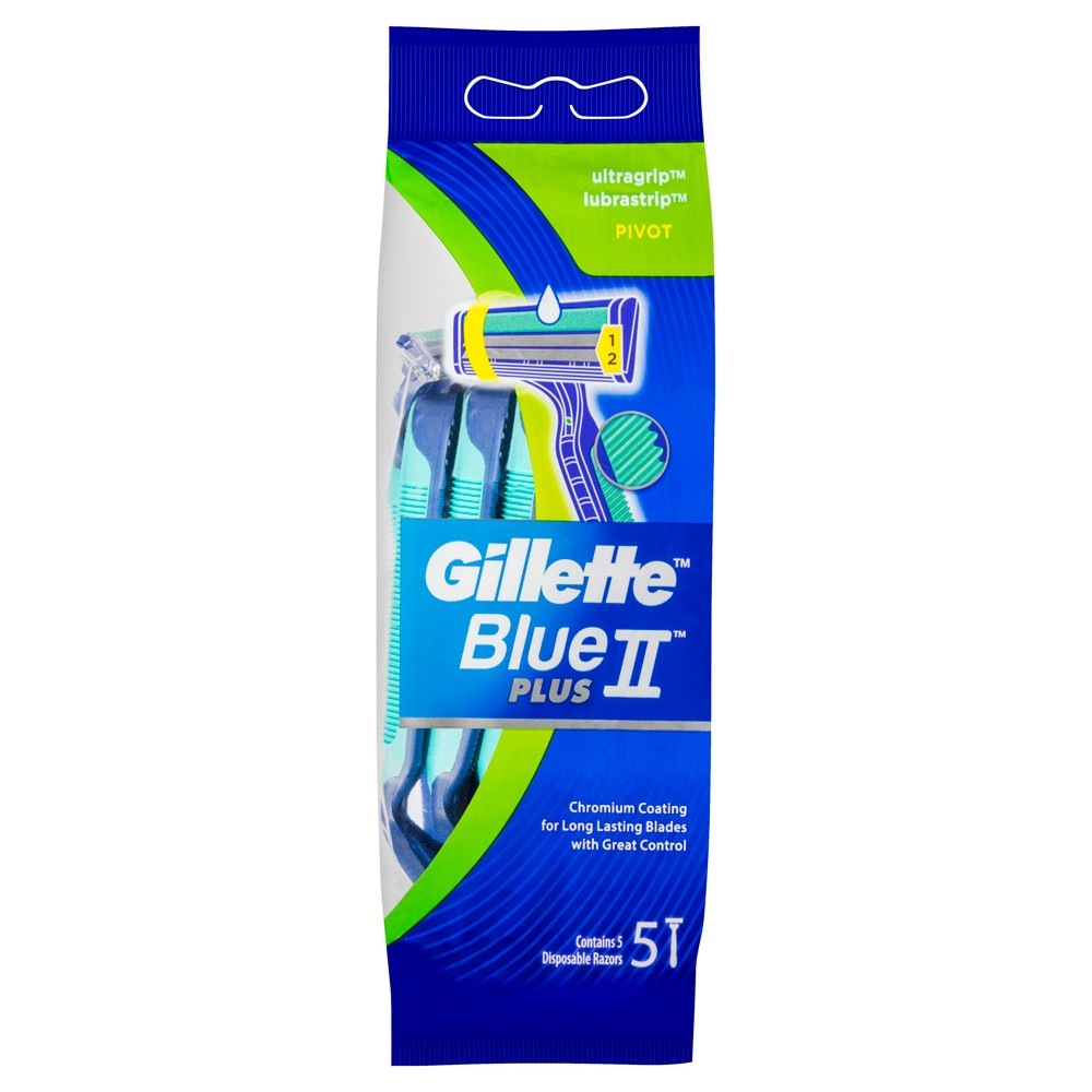 Buy Gillette Blue Ii Ultragrip Pivot Disposable Shaving Razor 5 Pack ...