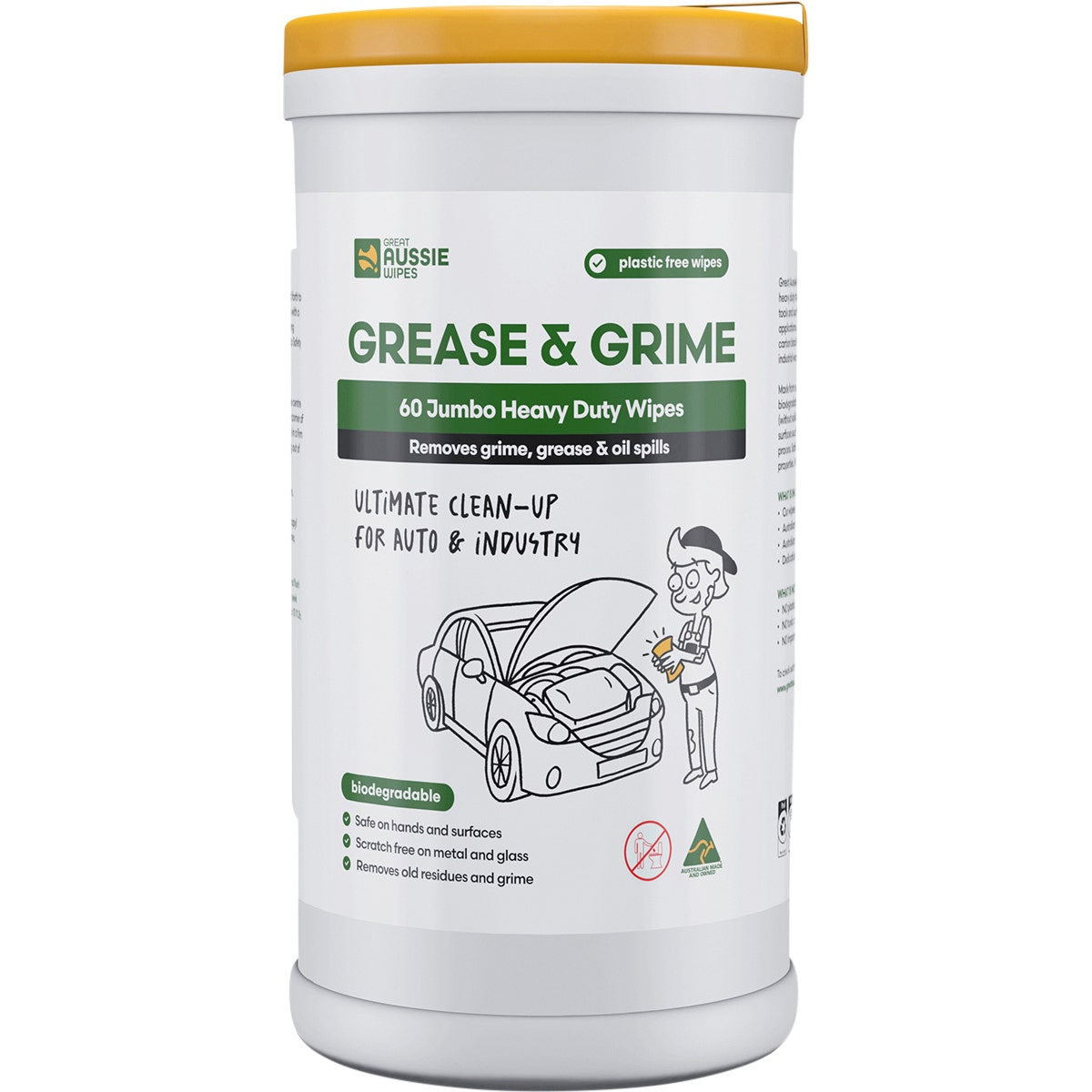 Buy Great Aussie Wipes Grease & Grime Jumbo Heavy Duty Wipes 60pk ...