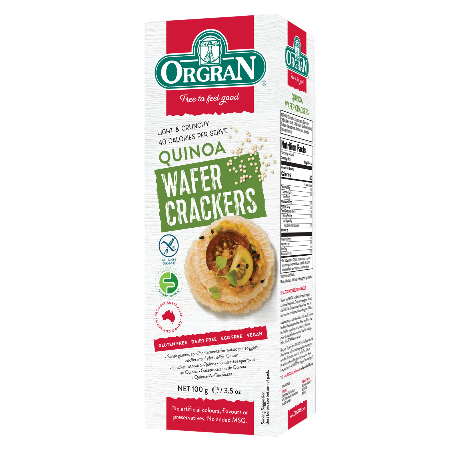 Buy Orgran Gluten Free Crackers Quinoa Wafer 100g (Pack of 10) - MyDeal ...