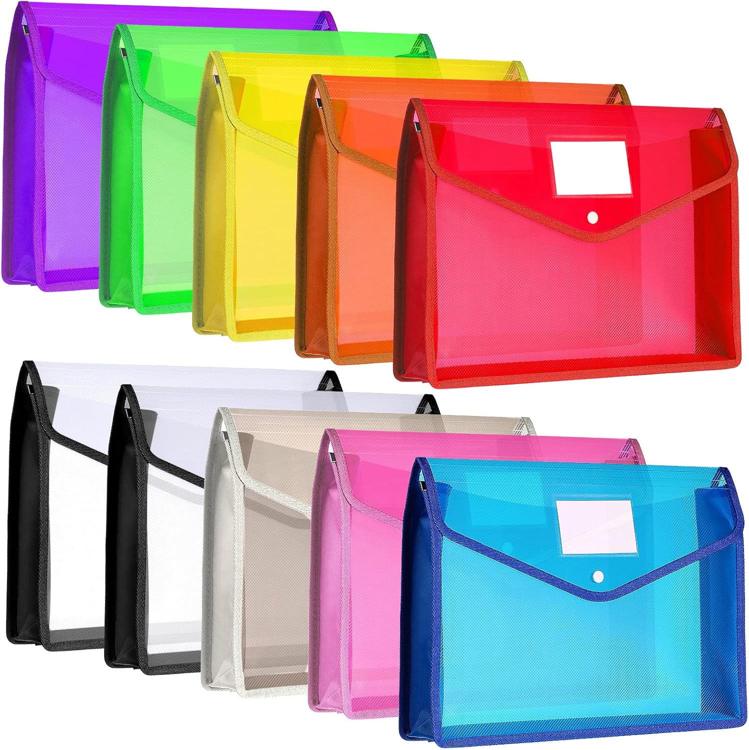 Buy FOHOA 10 Pieces Plastic File Envelope Expanding File Wallet A4 Size ...