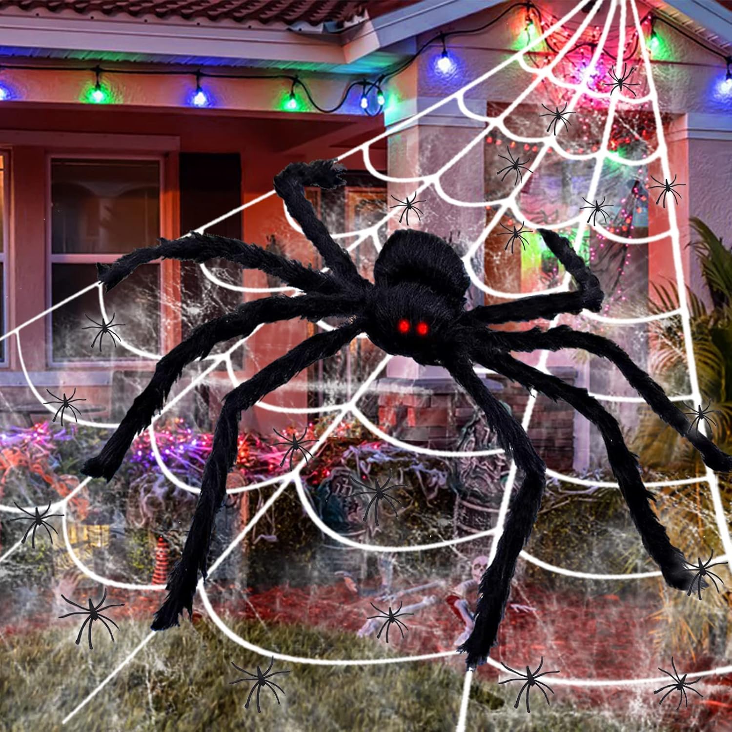 Buy FOHOA Spider Web Halloween Decorations Feet Giant Triangular Spider ...
