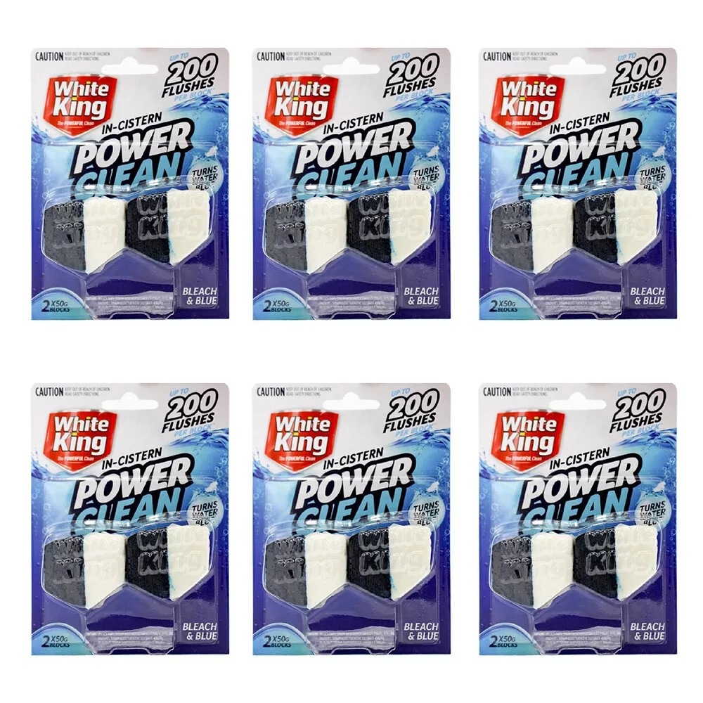 Buy 12pc White King In-Cistern Power Clean Blocks Toilet Cleaner 50g ...