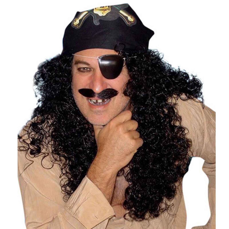 Buy Captain Hook Black Curly Wig with Bandana - Adult - MyDeal