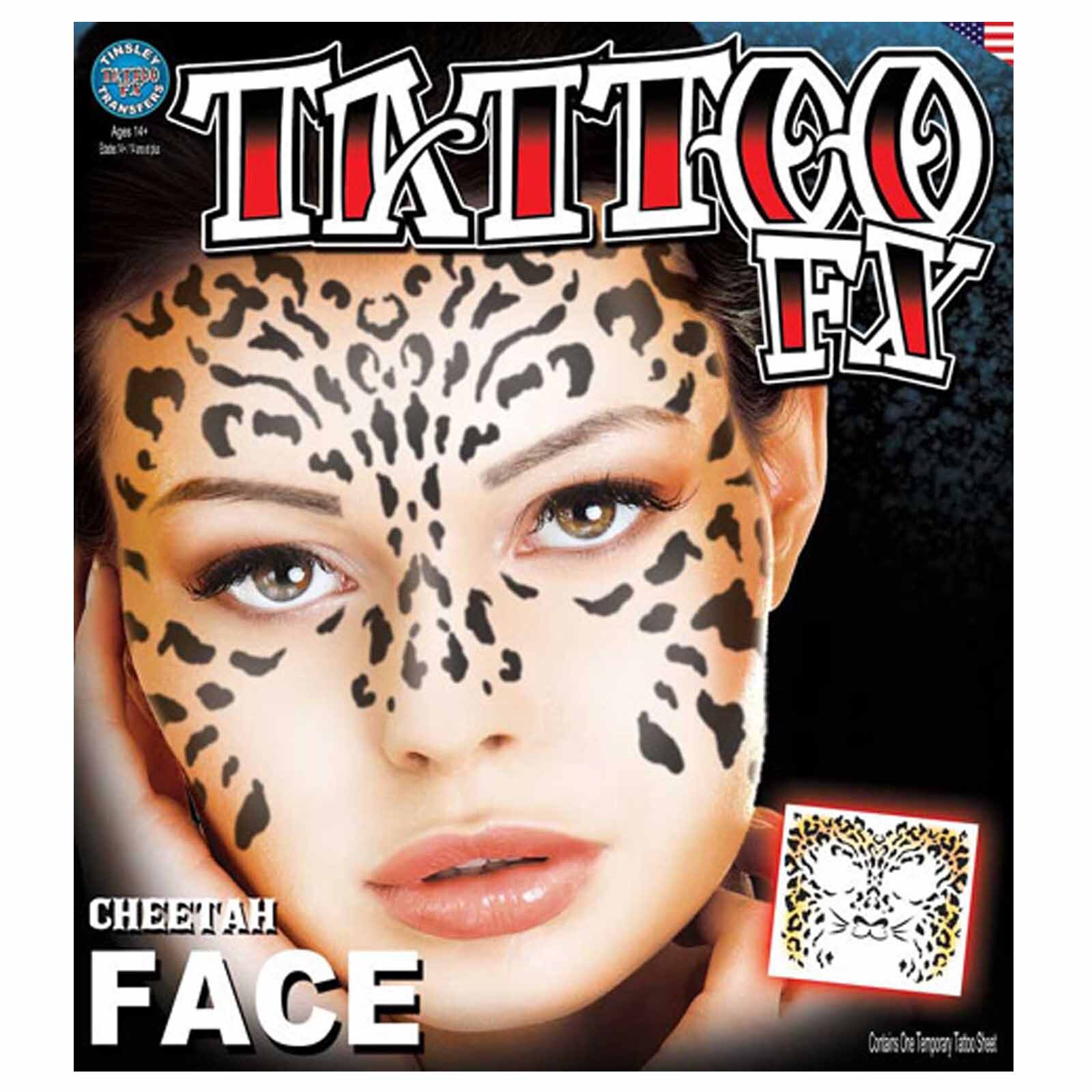 Buy Cheetah Full Face Temporary Tattoo - MyDeal Australia