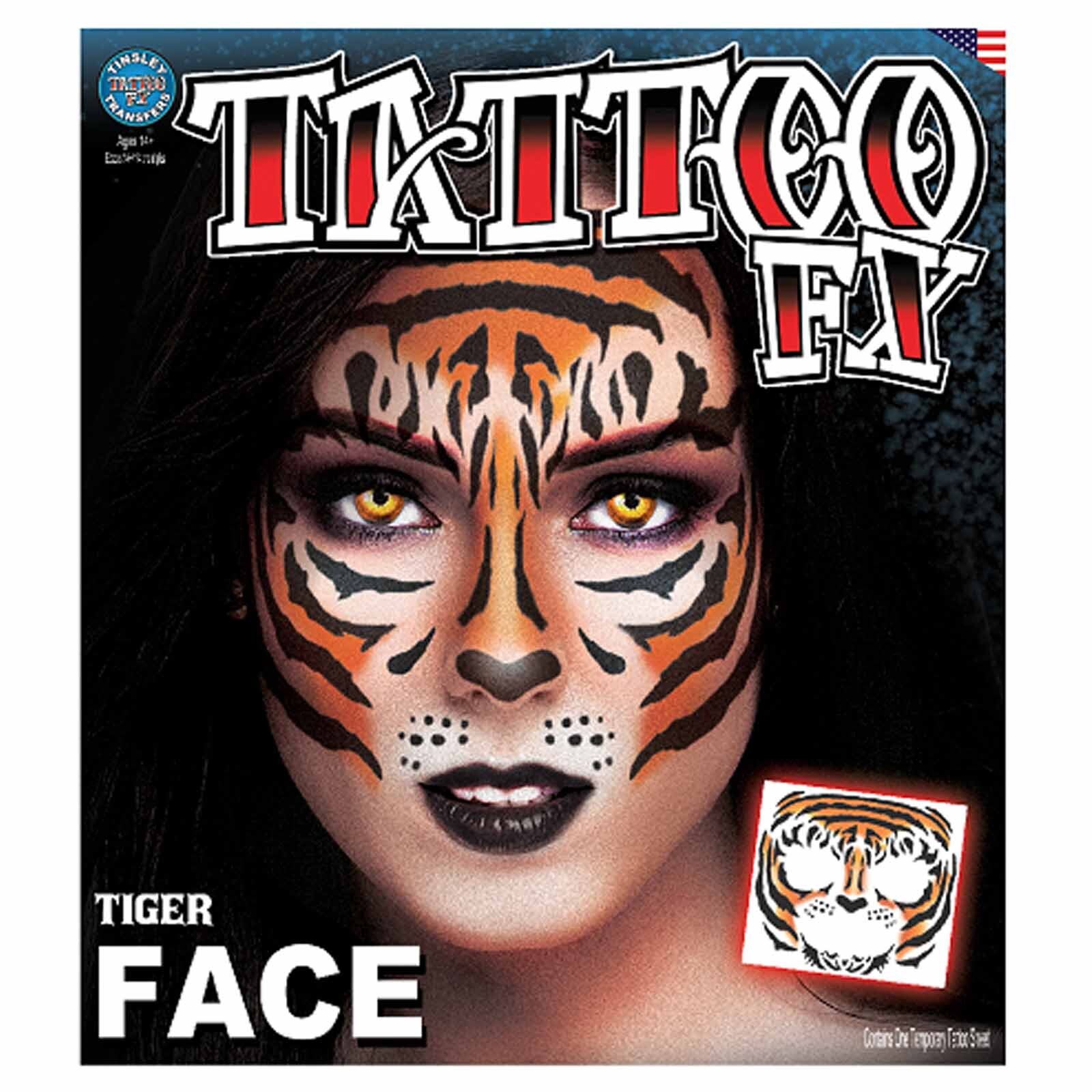 Buy Tiger Full Face Temporary Tattoo - MyDeal Australia