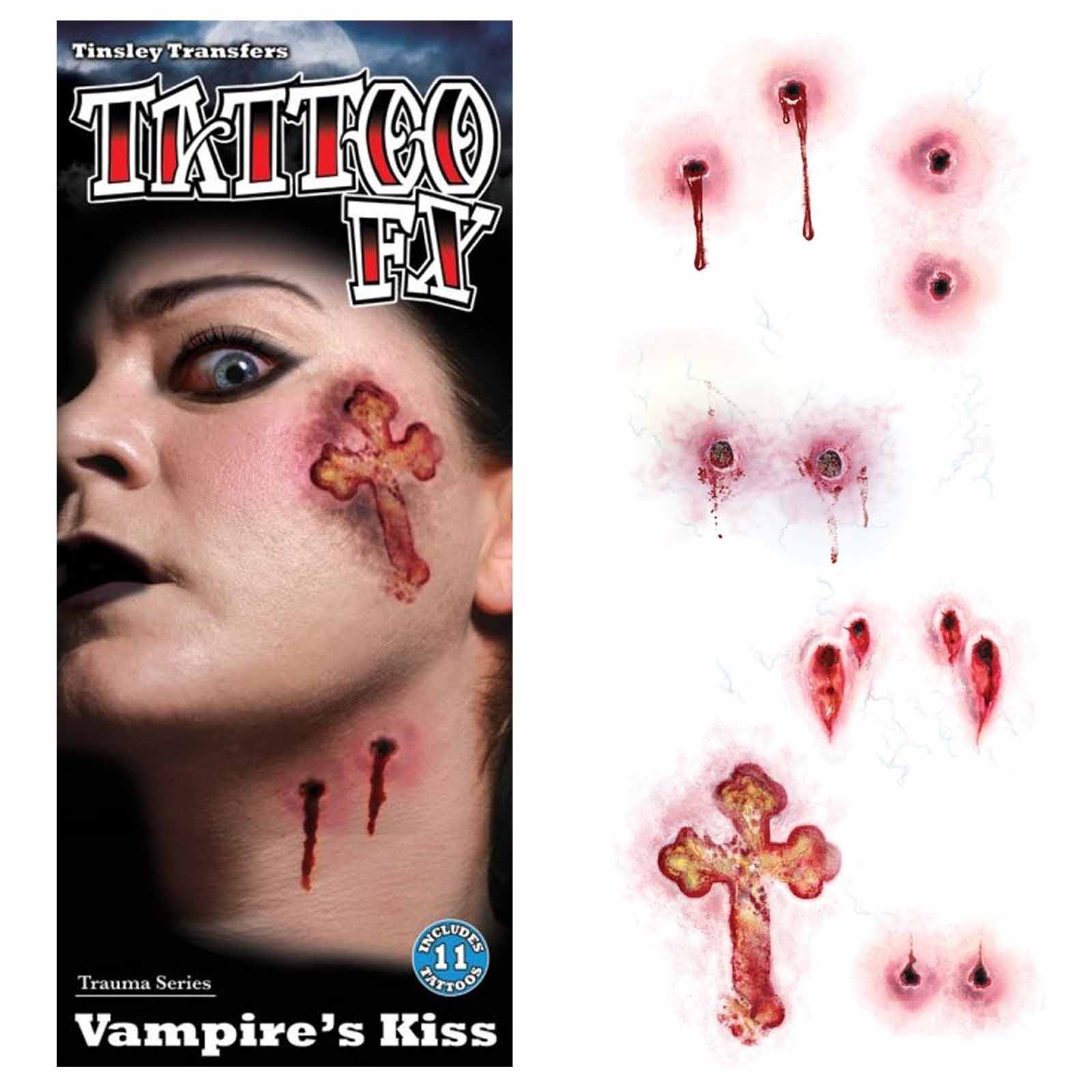 Buy Vampire Kiss Wounds Cross Temporary Tattoo - MyDeal Australia